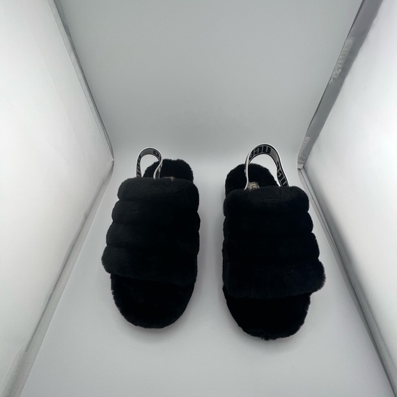 UGG | Shoes | Ugg Womens Fluff Oh Yeah Slide Slipper Black Faux Fur ...